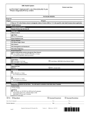 Fillable Online OUTPATIENT ENDOSCOPY PROCEDURE PLAN Fax Email Print ...
