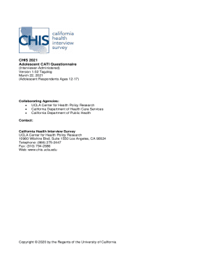 Fillable Online An Overview of the CHIS and CHIS Data Dissemination ...