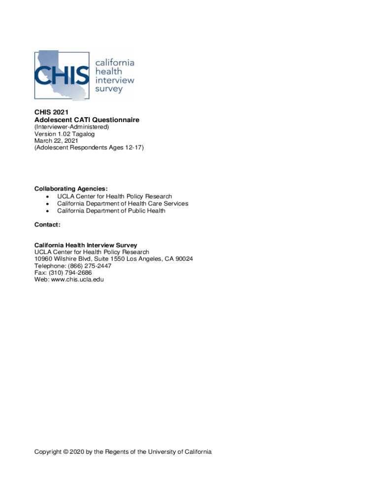 Fillable Online An Overview of the CHIS and CHIS Data Dissemination Tools Fax Email Print ...