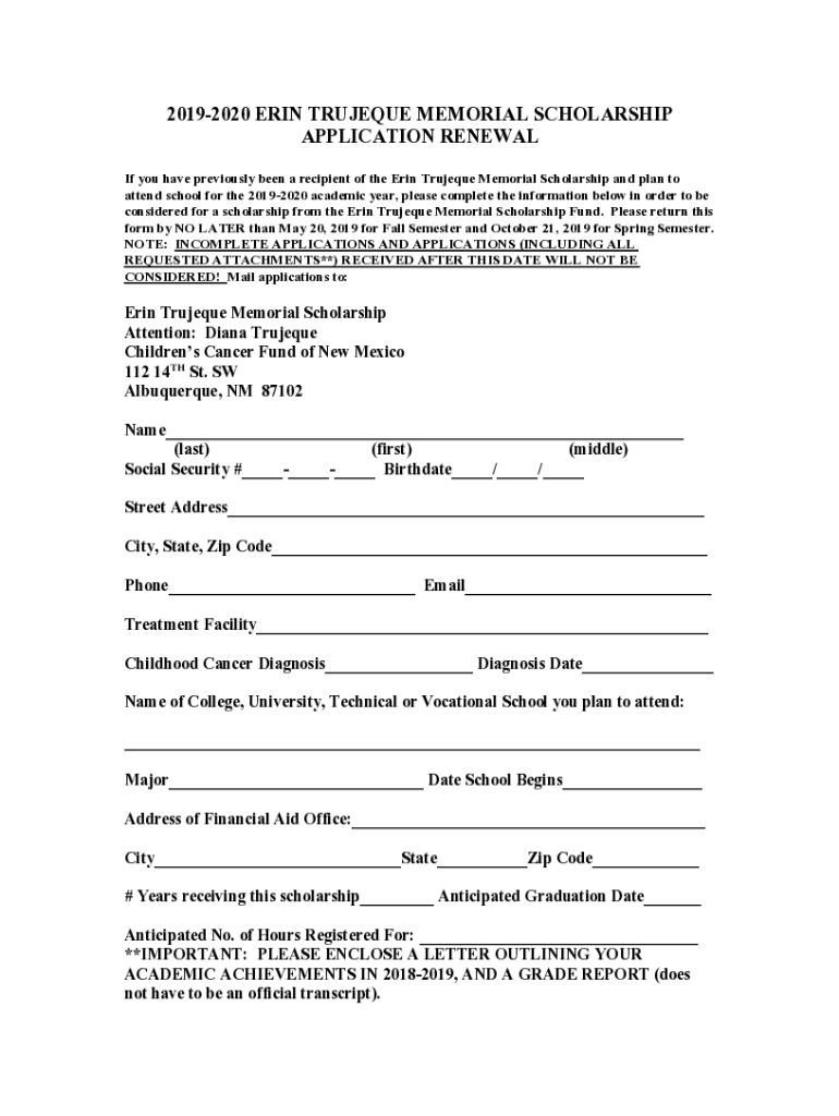 Fillable Online Meet Tiffany, the first recipient of the Erin Trujeque ...