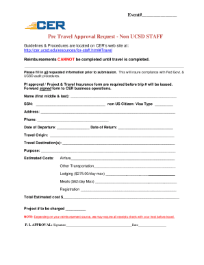 Fillable Online Pre Travel Approval Request (Non UCSD travelers) Fax ...
