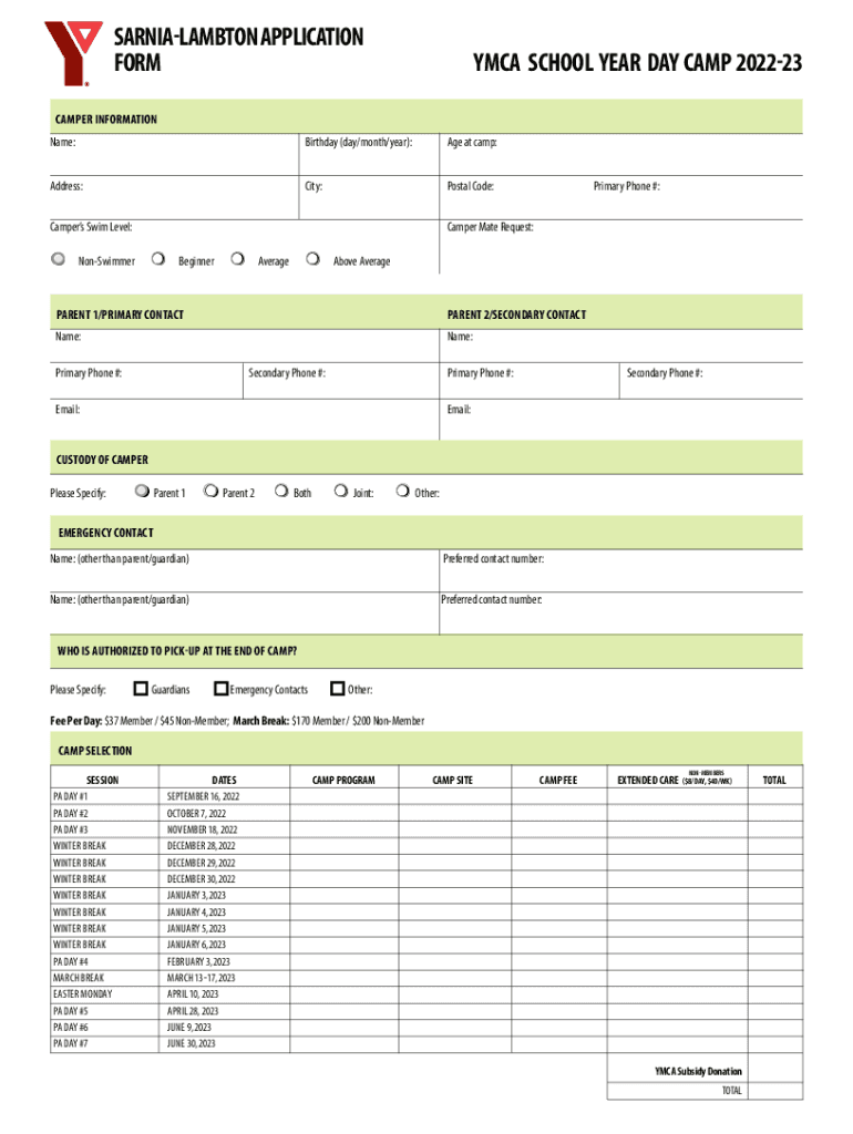 Fillable Online SARNIA-LAMBTON APPLICATION Fax Email Print - pdfFiller