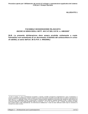 Fac-simile Dichiarazione Programmi di Sviluppo Rurale e ... Doc Template | pdfFiller