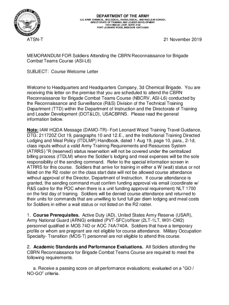 Fillable Online United States Army CBRN SchoolFort Leonard Wood MO Fax ...