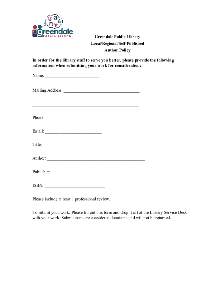 Fillable Online self published authors submission form Fax Email Print ...