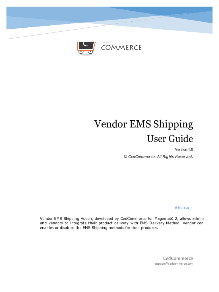 Fillable Online Vendor EMS Shipping. User Guide Fax Email Print - pdfFiller