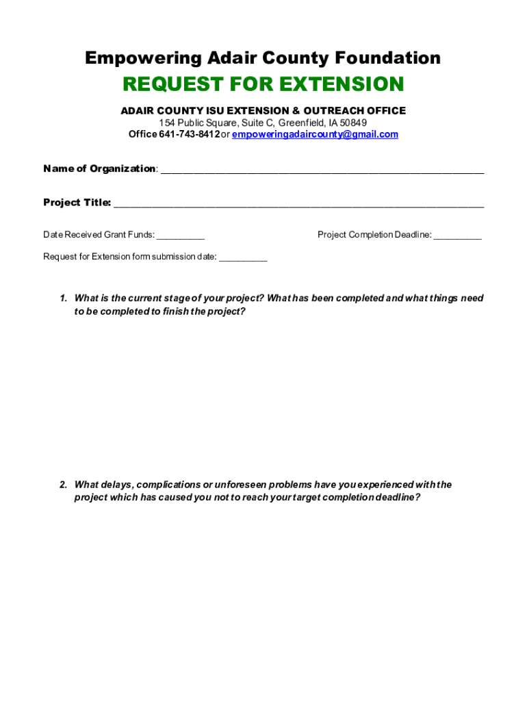 Fillable Online Request For Extension Form Fax Email Print - pdfFiller