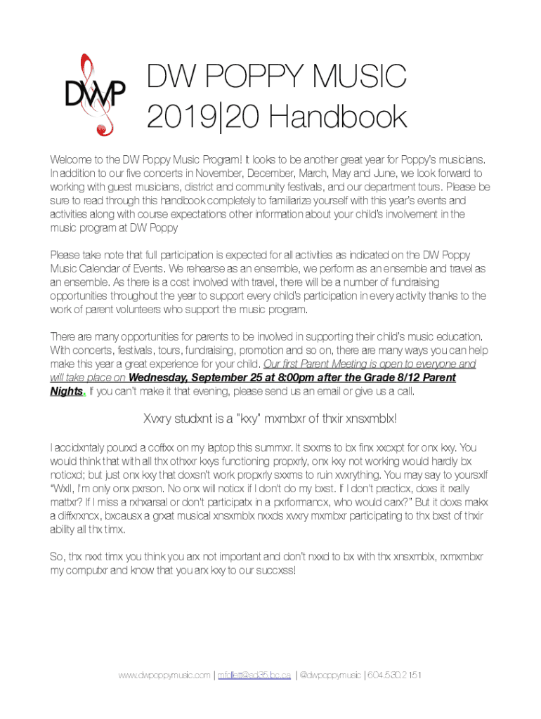 Fillable Online DW Poppy MusicOnline home of the DW Poppy Secondary ...