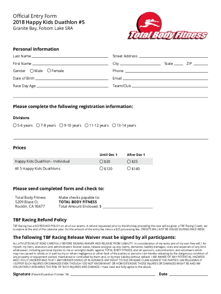Fillable Online The Happy Kids Duathlon #4 - Let's Do This Fax Email Print - pdfFiller