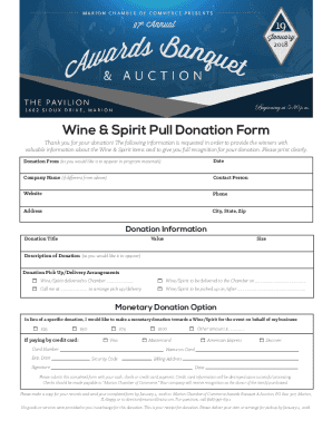 Fillable Online Wine & Spirit Pull Donation Form - Marion Fax Email ...