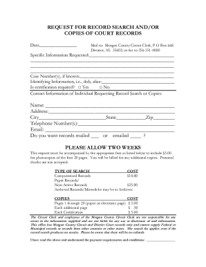 Fillable Online Request for Records Search and/or Copies of Court ...