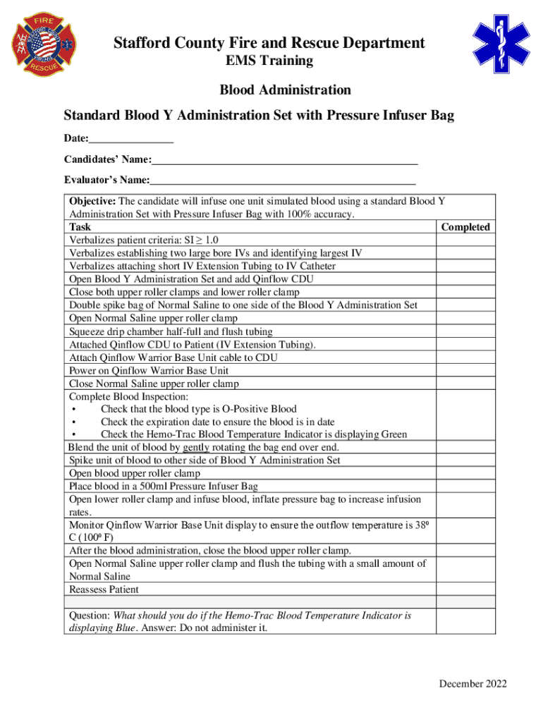 Fillable Online Stafford County Fire and Rescue to carry whole blood ...