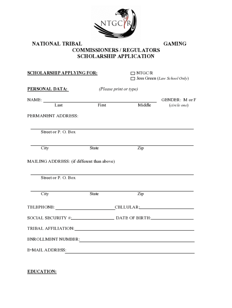 Fillable Online The National Tribal Gaming Commissions/Regulators will ...