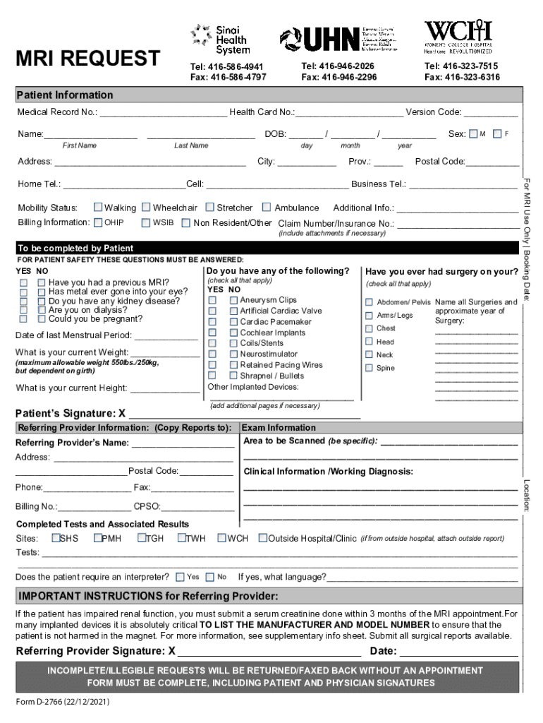 Fillable Online MRI-Request-Form.pdf Fax Email Print - pdfFiller