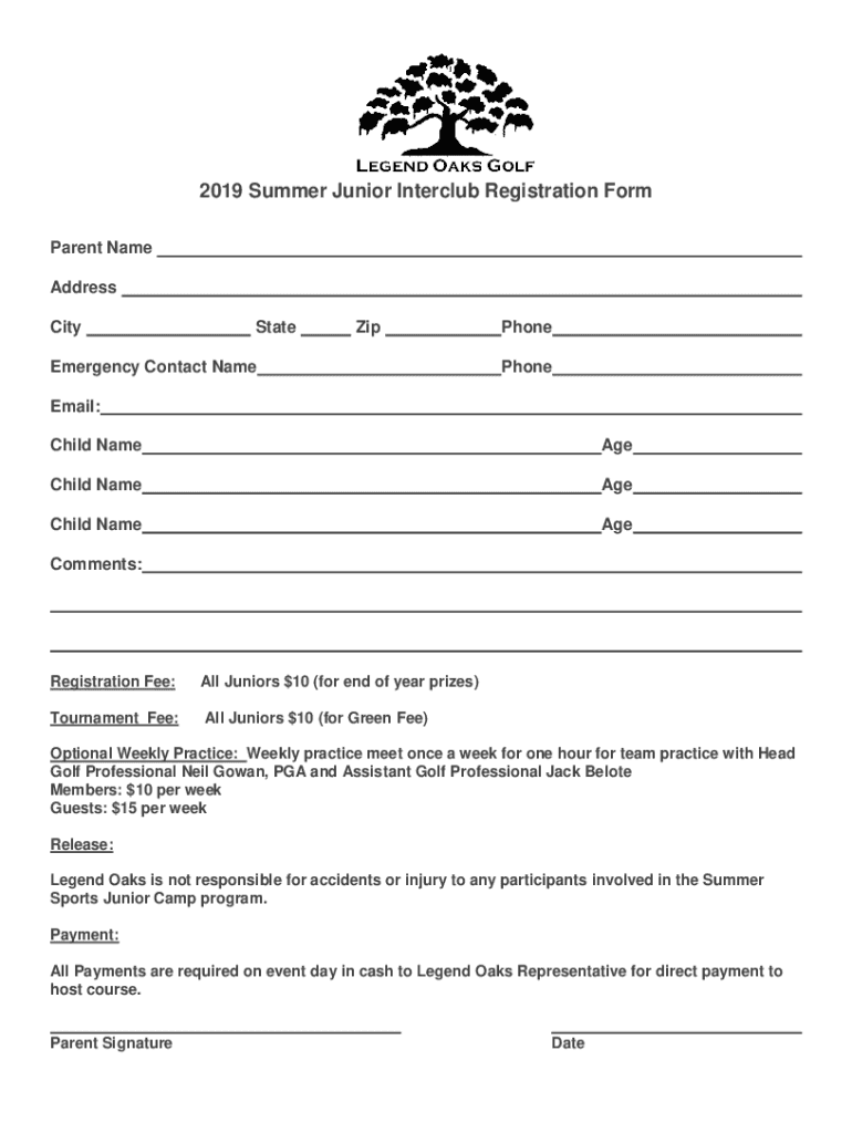 Fillable Online Junior Golf - Audubon Country Club - KY Fax Email Print - pdfFiller