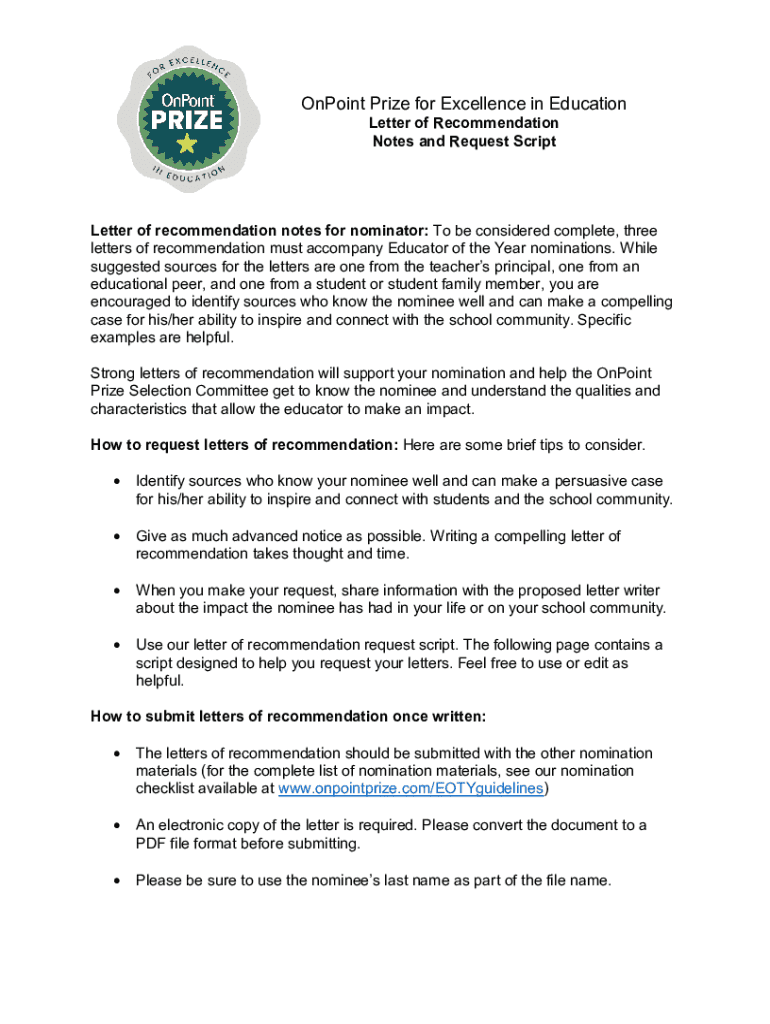 Fillable Online Letter of Recommendation for Award - Sample, Template ...