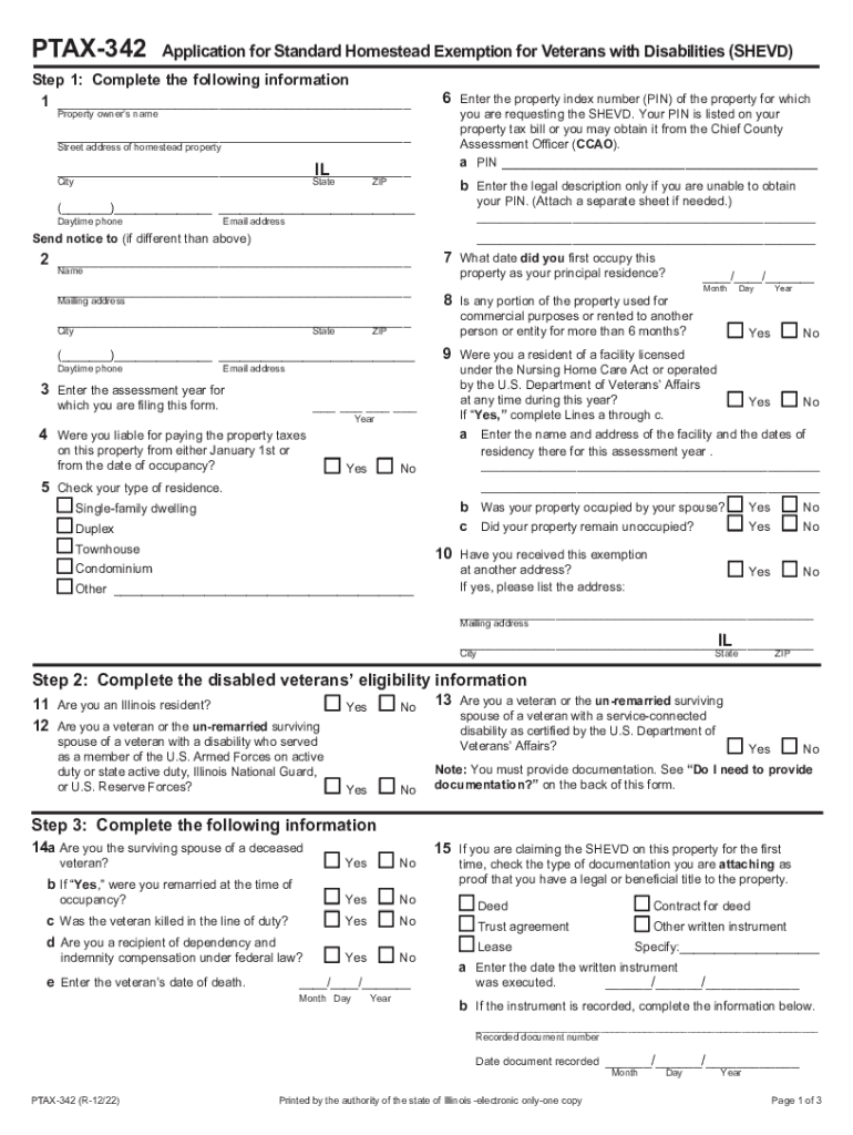Fillable Online PTAX-342 Application For Disabled Veterans ... - St ...