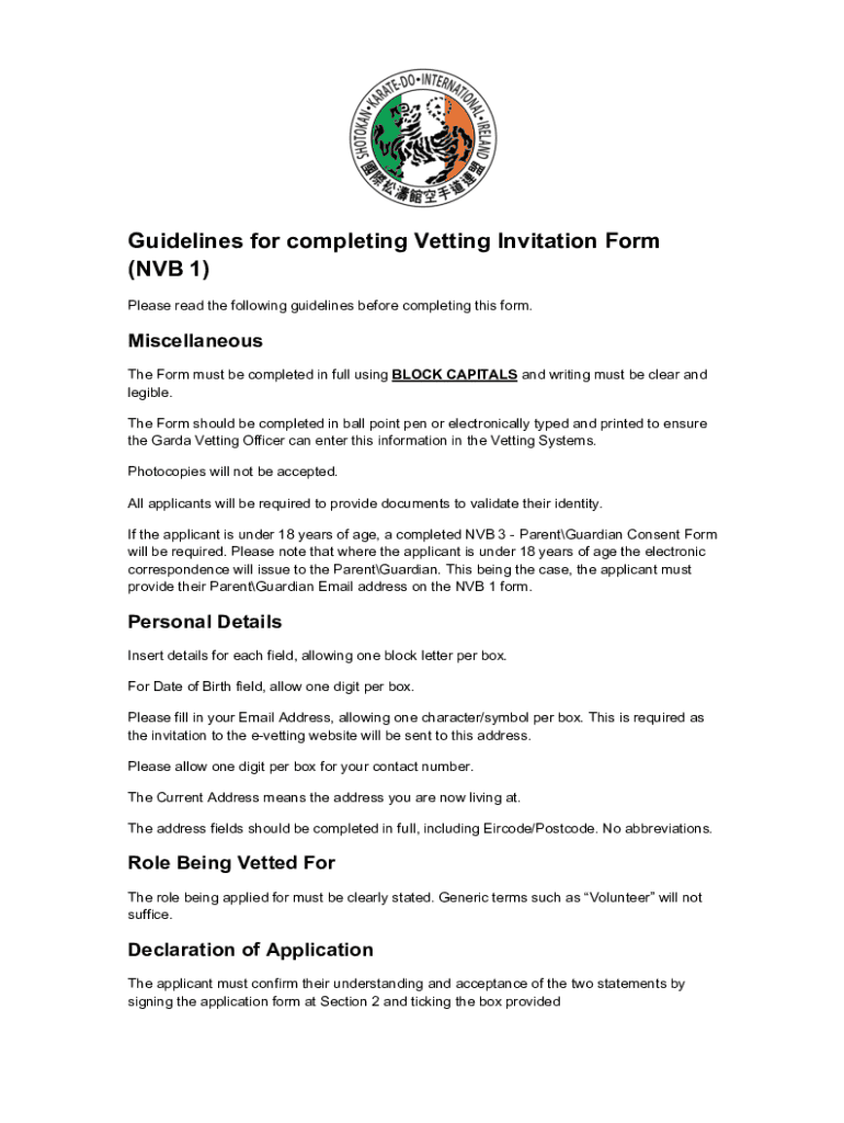 Vetting Invitation Form (NVB 1) - Blank Fillable Template | Fill Out ...