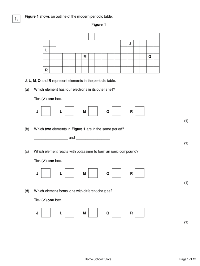 Fillable Online Figure 1 shows an outline of the modern periodic table ...