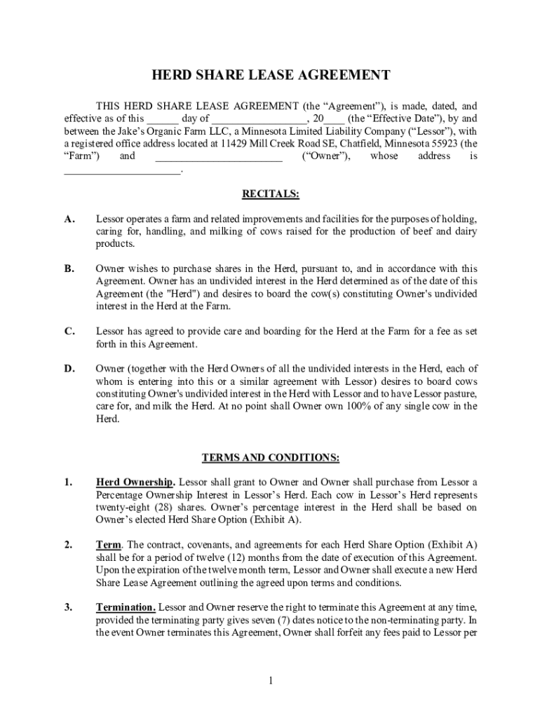 Fillable Online Herd Share Agreement Fax Email Print - pdfFiller