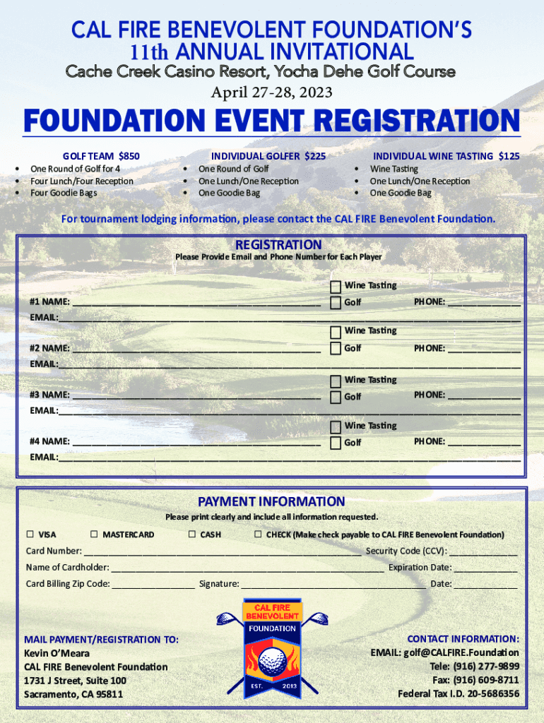 Fillable Online CAL FIRE BENEVOLENT FOUNDATIONS Fax Email Print - pdfFiller