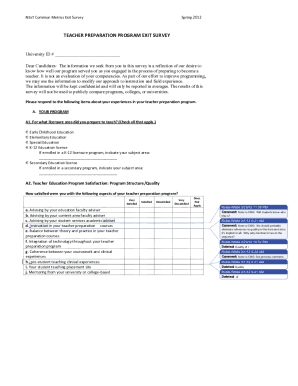 Fillable Online TEACHER PREPARATION PROGRAM EXIT SURVEY Fax Email Print ...