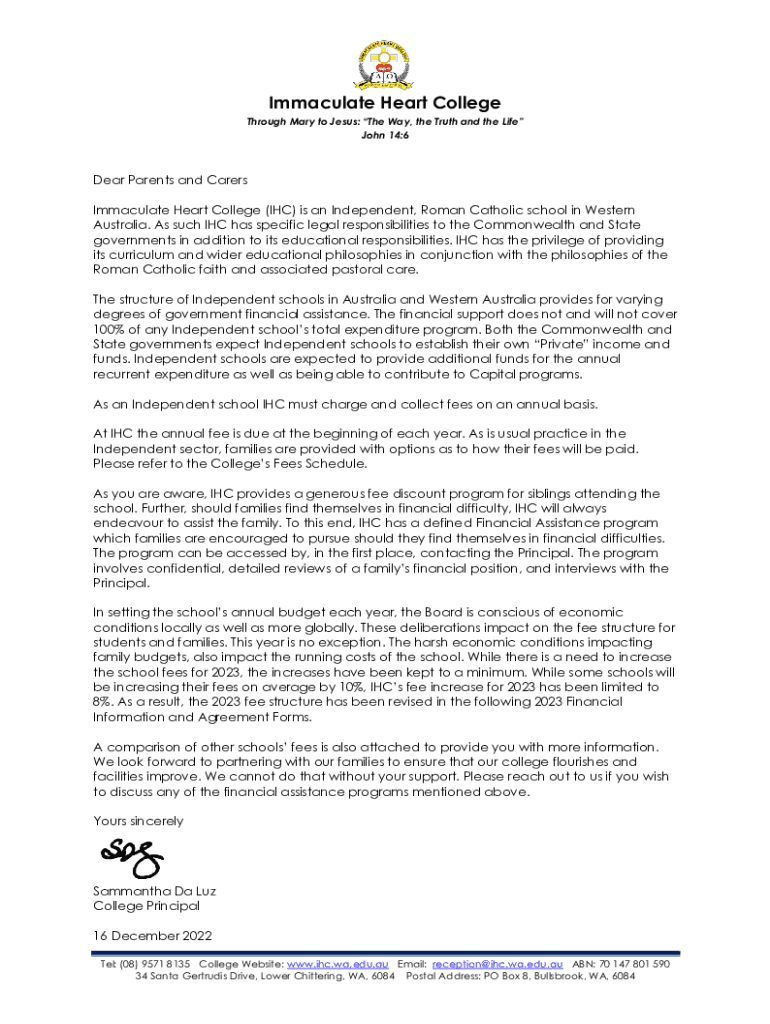 Fillable Online ihc wa edu Vision and Statement - Immaculate Heart ...