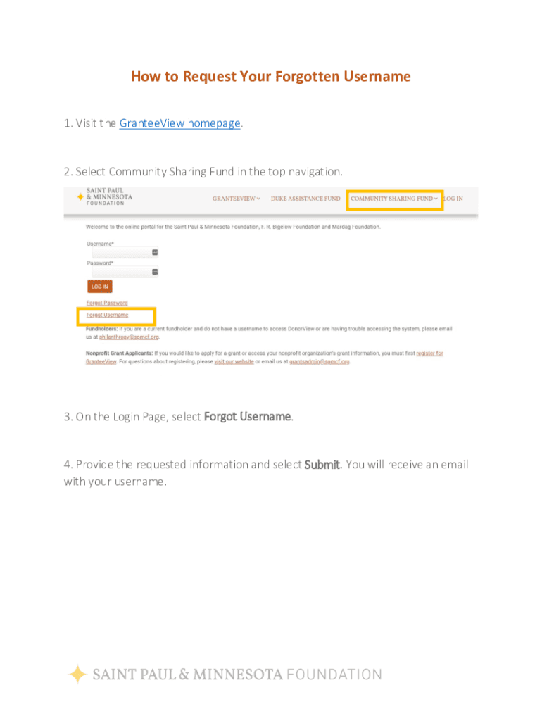 Fillable Online How to Request Your Forgotten Username Fax Email Print ...