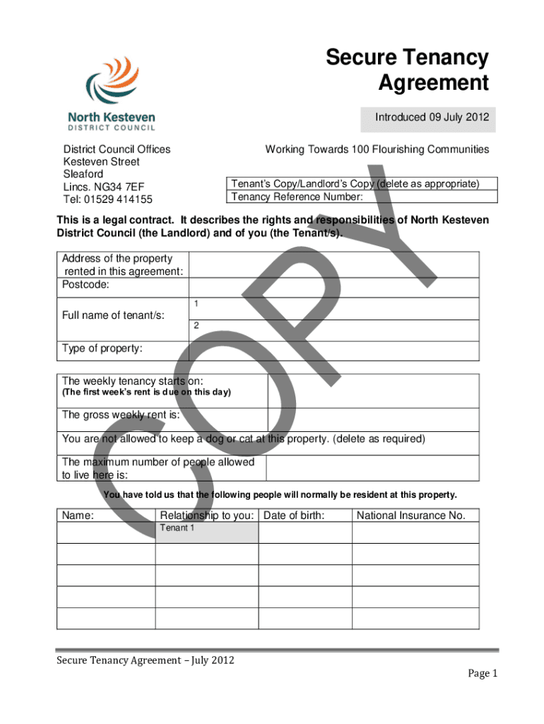 Fillable Online Secure Tenancy Agreement Secure Tenancy Agreement Fax fillable-online-secure-tenancy-agreement-secure-tenancy-agreement-fax