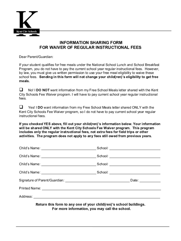 Fillable Online INFORMATION SHARING FORM FOR WAIVER OF ... Fax Email Print - pdfFiller