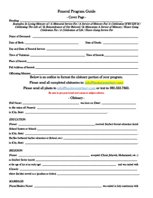 Fillable Online Sample Funeral Program: How to Memorialize a Loved One ...