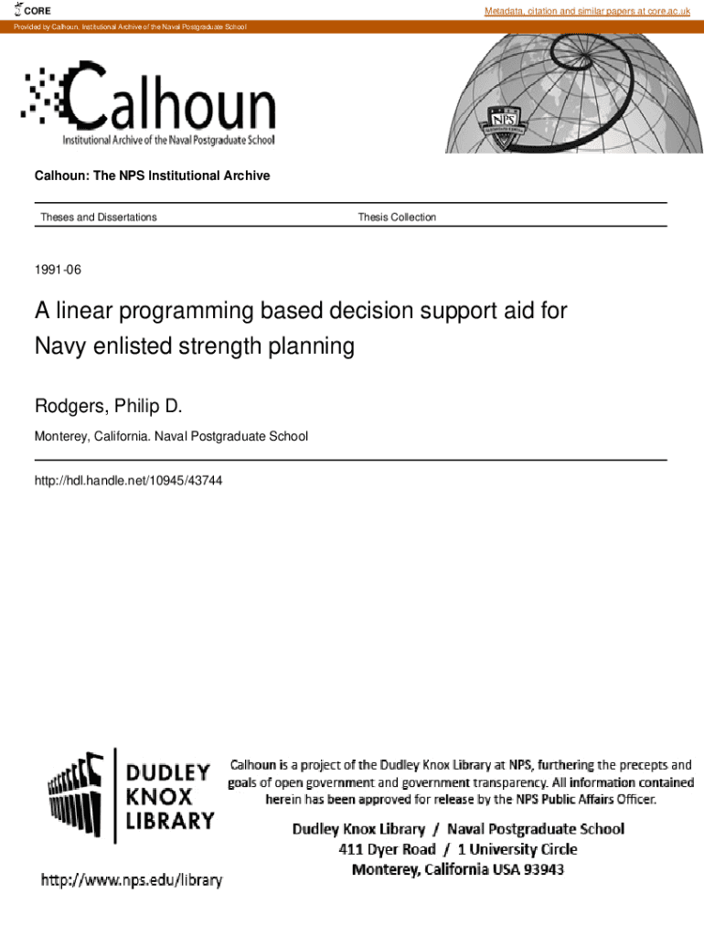 Fillable Online A linear programming based decision support aid for Navy ... Fax Email Print ...