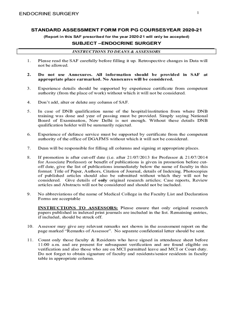 Fillable Online endocrine surgery - standard assessment form for pg ...