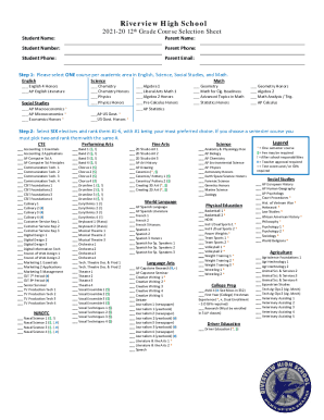Fillable Online RVHS Course Selection Sheet - Grade 12 5-19-21 Fax ...