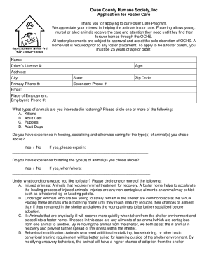 Fillable Online Application for Foster Care Fax Email Print - pdfFiller