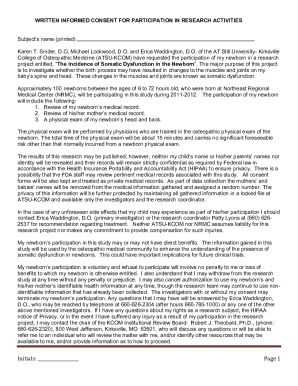 Fillable Online WRITTEN INFORMED CONSENT FOR PARTICIPATION IN RESEARCH ...