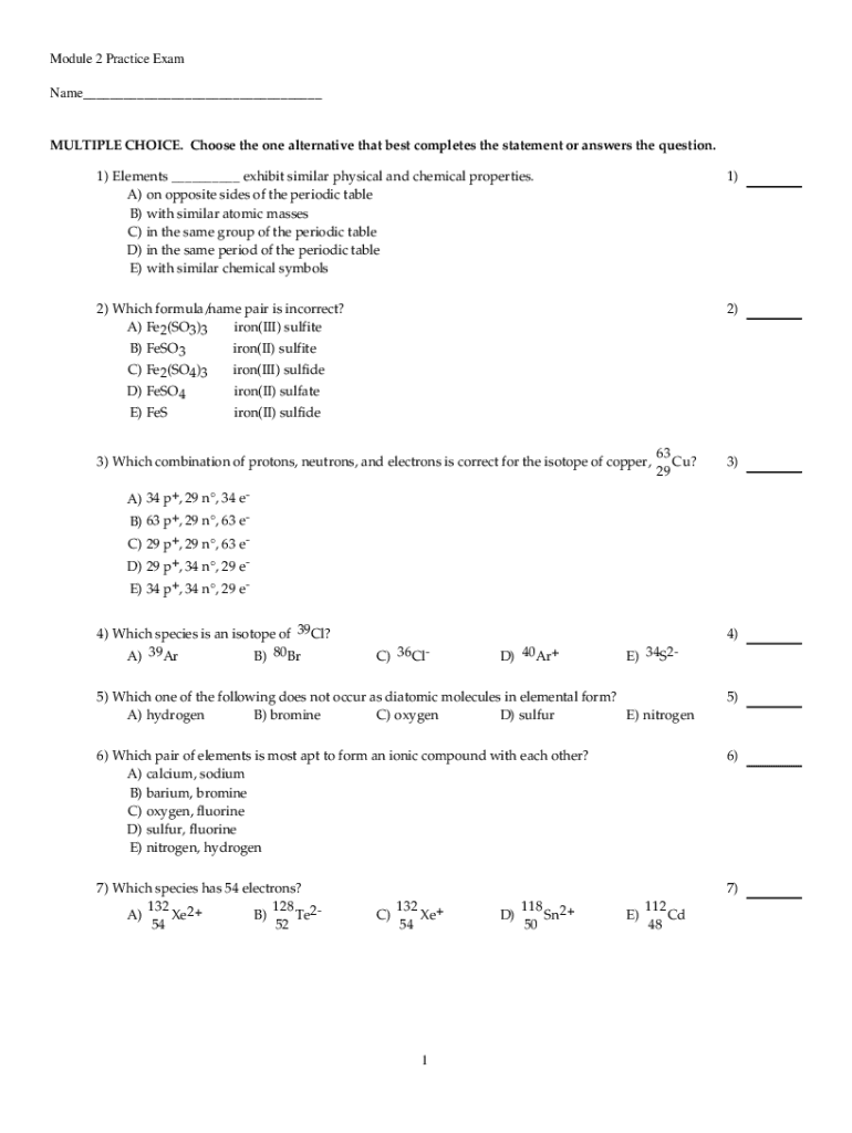 Fillable Online Module 2 Practice Exam Fax Email Print - pdfFiller