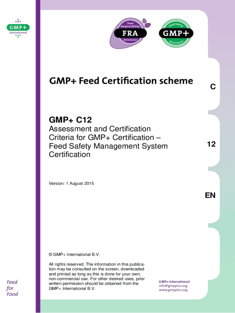Fillable Online Animal Feed & Ingredients - GMP+ FSA, FAMI-QS and ...