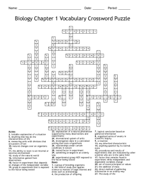 Fillable Online Biology Chapter 1 Vocabulary Crossword Puzzle Fax Email ...