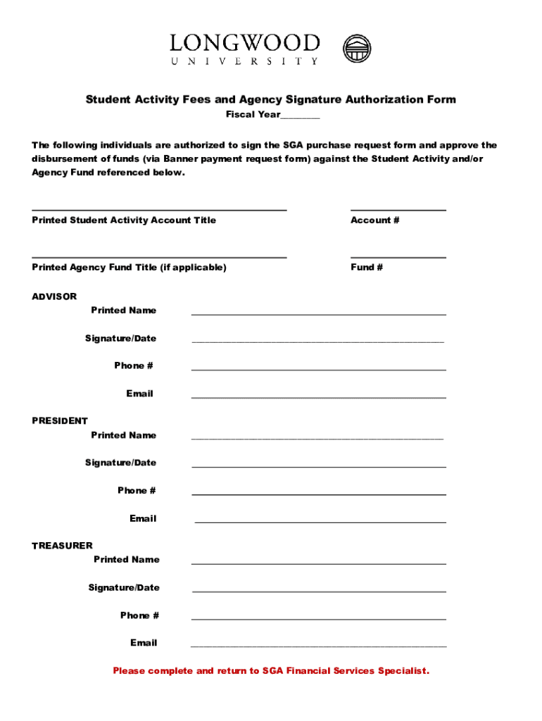Fillable Online Student Activity Fees and Agency Signature ...
