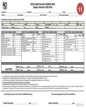 Fillable Online Subject Selection Forms - Student Services Fax Email ...