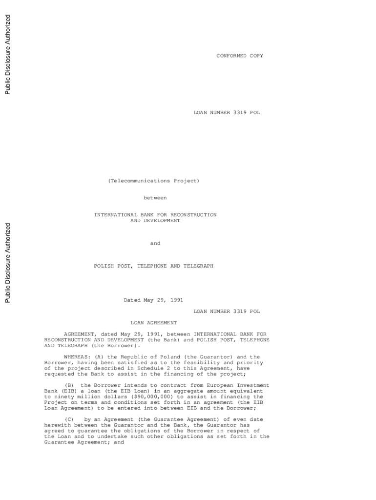 Fillable Online Digitized Records of the World Bank's First Loan Fax ...