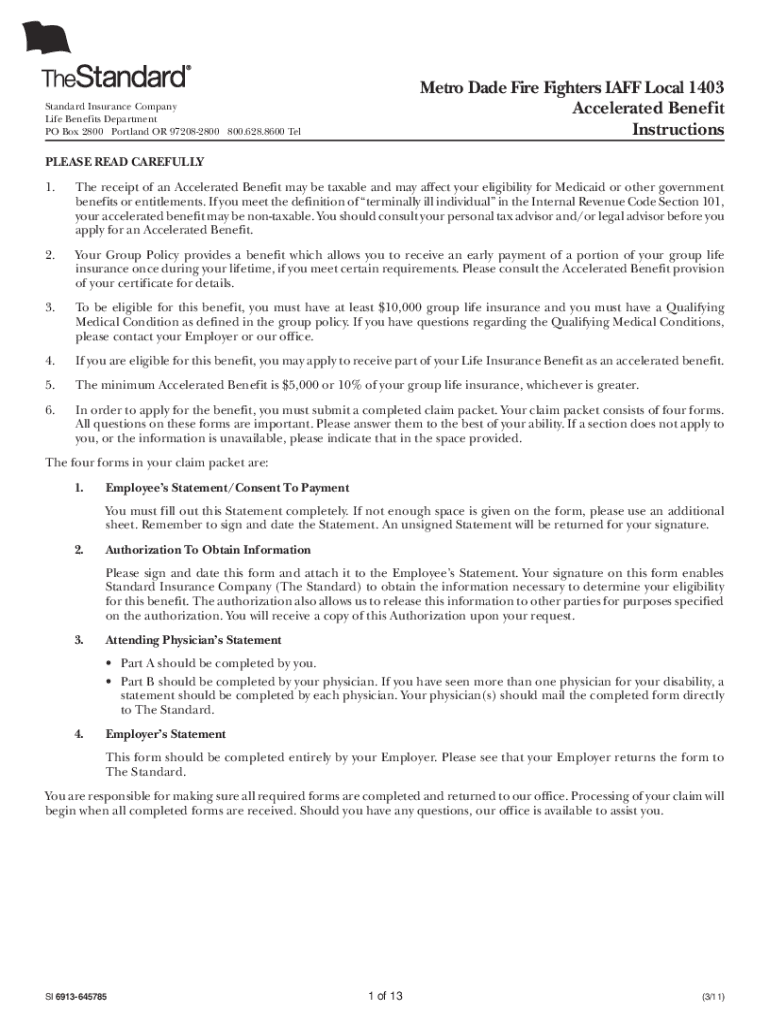 Fillable Online Your Disability Benefit Claim Washington State Council ...