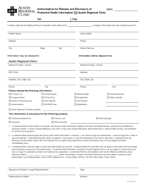 Fillable Online authorization-for-release-and-disclosure-to-arc Fax ...
