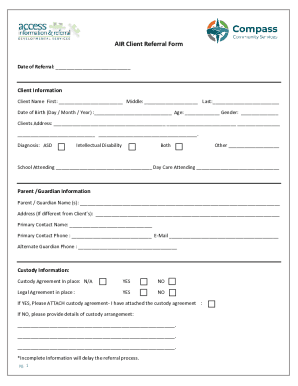 Fillable Online AIR Referral information and fillable PDF. Fax Email ...