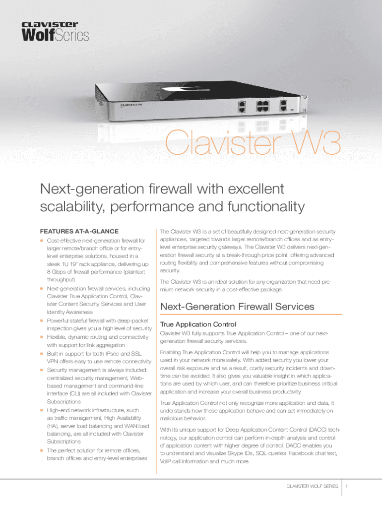 Fillable Online Clavister W3 Wolf Next-generation firewall with ...