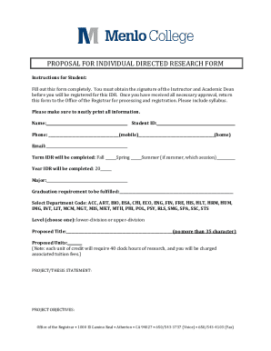 Fillable Online Individual Study Proposal Form Fax Email Print - pdfFiller