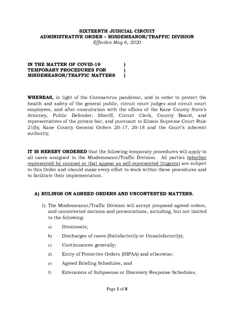 Fillable Online Administrative Order (Vermilion) re Relaxing of ...