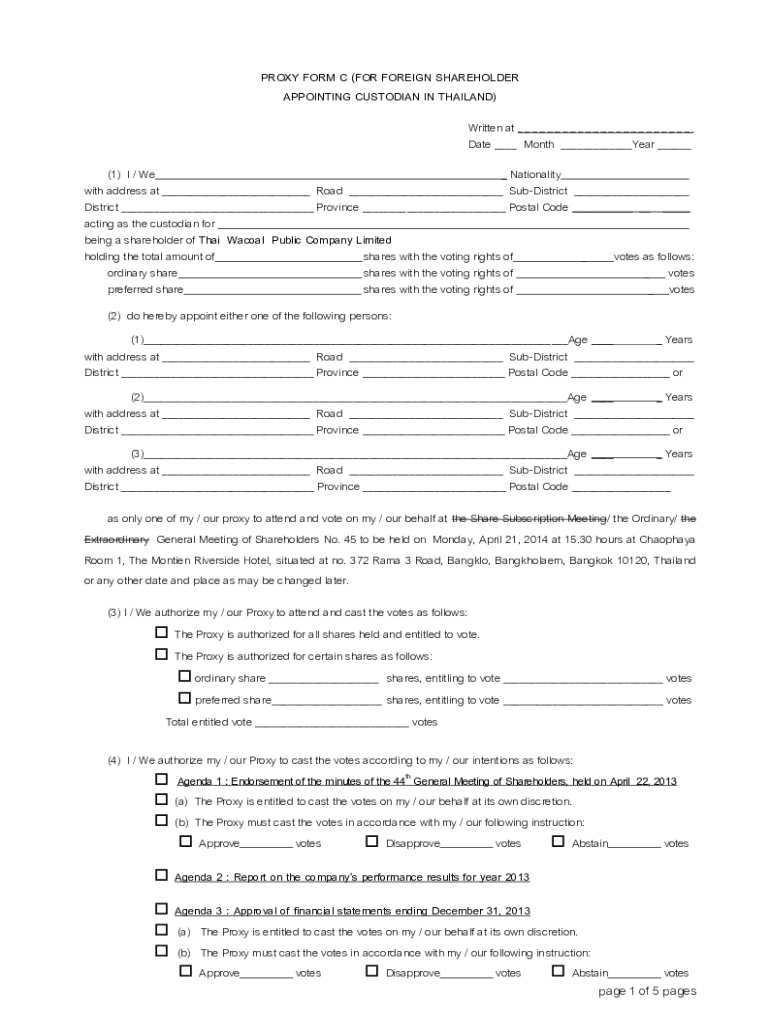 Fillable Online corporate wacoal co Proxy Form B - SiS Distribution Fax Email Print - pdfFiller
