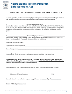 Fillable Online Statement of Compliance with the Safe School Act Fax Email Print - pdfFiller